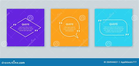 Quote Text Box Template Frame Quotations Vector Color Illustration Stock Vector Illustration