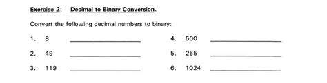 Solved Exercise 2 Decimal To Binary Conversionconvert The