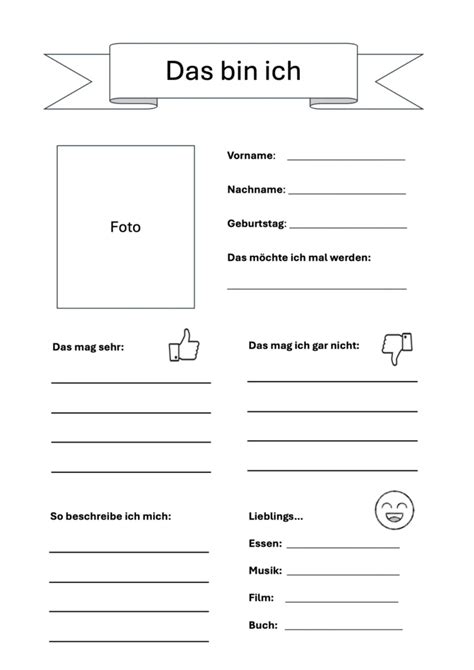Das Bin Ich Steckbrief Vorlage Gratis Herunterladen Word Pdf