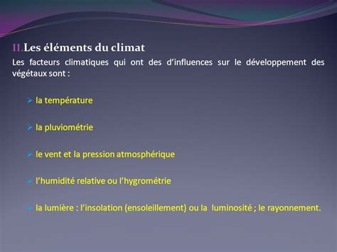 Influence Des Facteurs Climatiques Sur Les Vegetaux Pdf