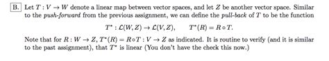 B Let Tv W Denote A Linear Map Between Vector