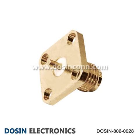 SMA Connector Female Panel Mount With Hole Square Flange Dosin Electronics