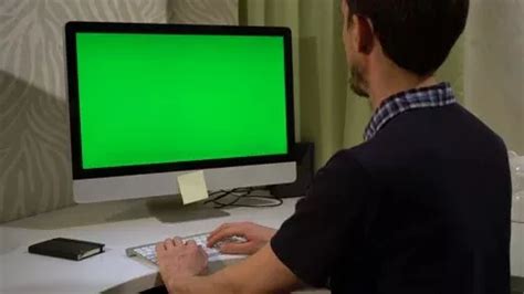 Man With A Green Screen PC Stock Video Pond5