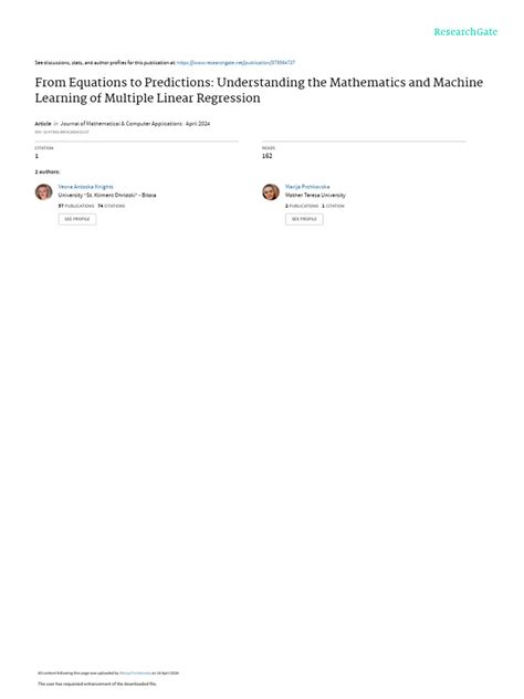 From Equations To Predictions Understanding The Mathematics And Machine Learning Of Multiple