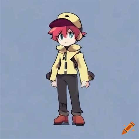 Full Body Pokemon Trainer Style Male In Trench Coat With Glasses No Hat