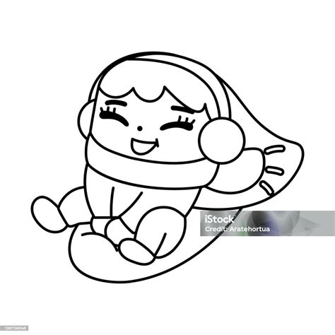 고립 된 소녀 테이블 눈 무승부 겨울 아이 벡터 Illustation 12월에 대한 스톡 벡터 아트 및 기타 이미지 12월