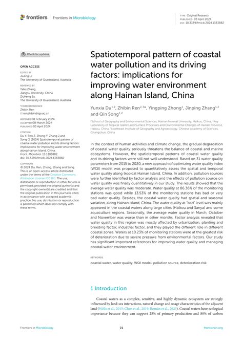 Pdf Spatiotemporal Pattern Of Coastal Water Pollution And Its Driving Factors Implications