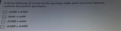Solved If All The Offspring Of A Cross Has The Genotype