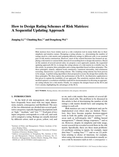 pdf how to design rating schemes of risk matrices a sequential