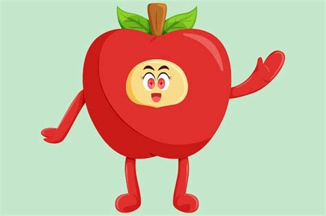 Premium Vector Cute Apple Character Design Illustration