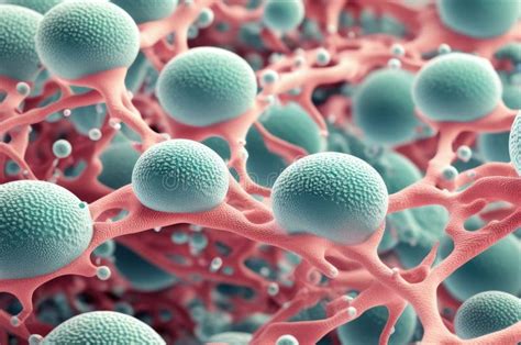 Abstract Organic Cell Structure With Textured Spheres And Network Stock