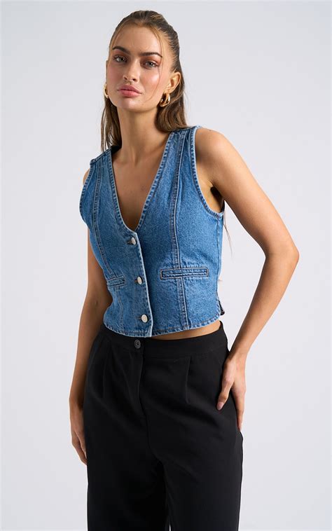 Fitted Denim Vest Urban Bliss Silkfred In 2024 Denim Vest Outfit
