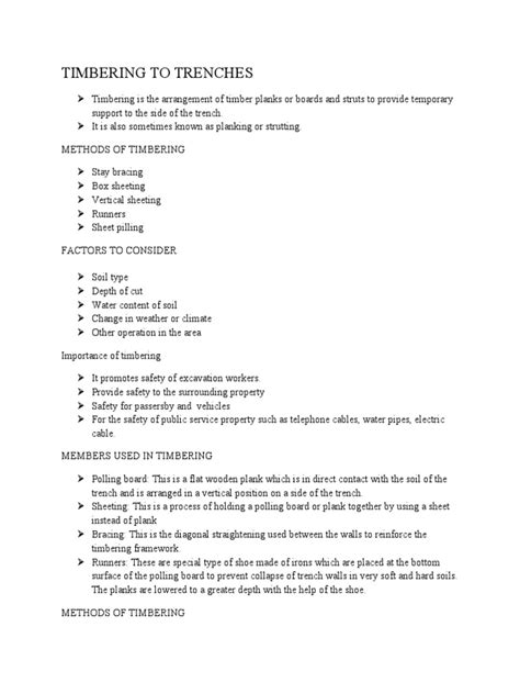 timbering to trenches pdf trench building engineering