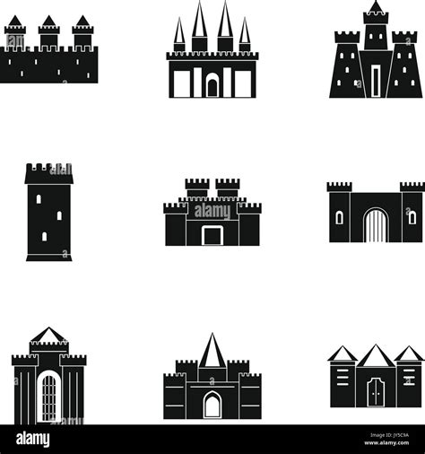 Ancient Castles Icon Set Simple Style Stock Vector Image And Art Alamy