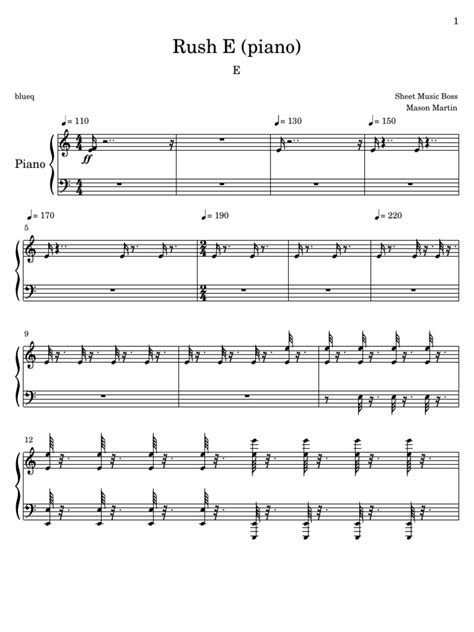 Rush E Piano Pdf