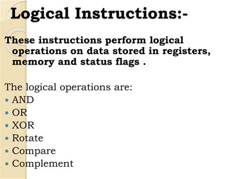 Instruction Set Of 8085 Microprocessor Pptx