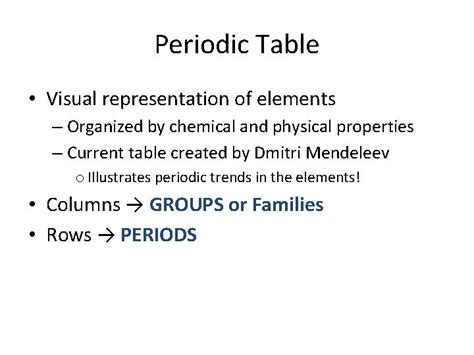 Periodic Table Review Periodic Table Visual Representation Of