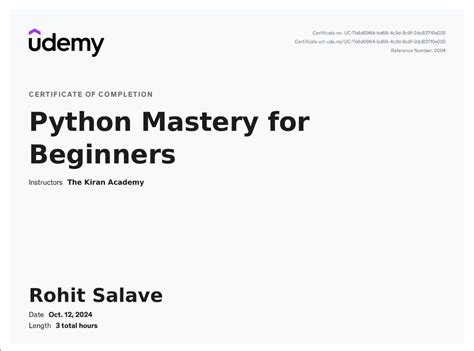 Rohit Salave On Linkedin Successfully Completed The Course Python Mastery For Beginners On