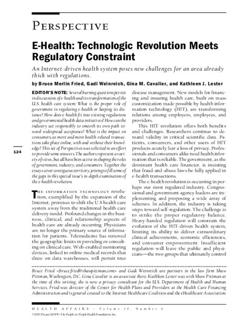 Fillable Online Web Tiscalinet E Health Technologic Revolution Meets Regulatory Constraint Fax