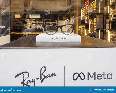 Meta Smart Glasses With Logo On The Glass And Blue Backdrop Futuristic