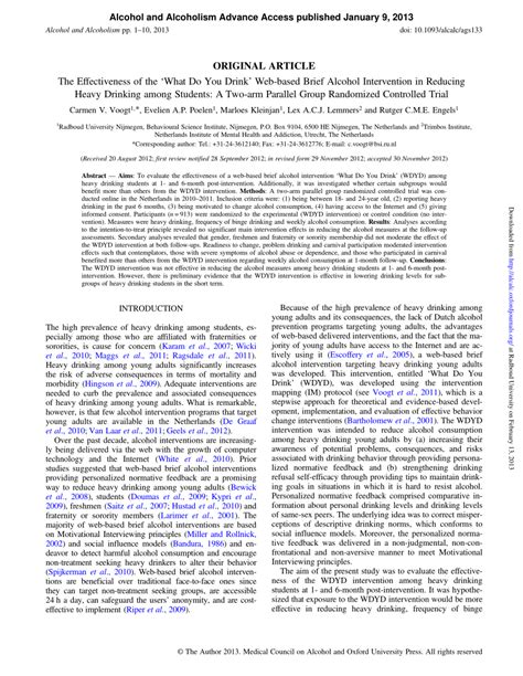 Pdf The Effectiveness Of The What Do You Drink Web Based Brief Alcohol Intervention In
