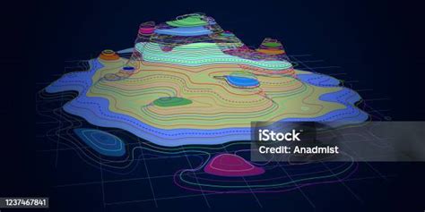 Abstract 3d Topographic Background Color Contour Abstract Scifi Hud Map