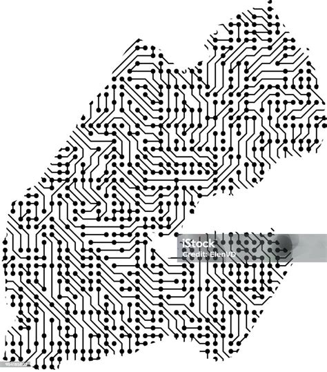 검은 인쇄 된 보드 칩 및 라디오 구성 요소에서 벡터 일러스트 레이 션의 지부티의 추상 도식 지도 0명에 대한 스톡 벡터 아트 및 기타 이미지 Istock