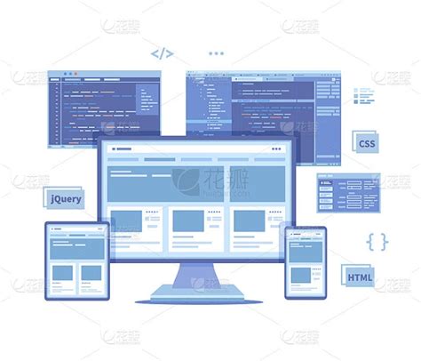 前端开发，创建一个网站布局，模板。网站ui Ux界面在显示器屏幕上，平板电脑，电话，html Css素材 花瓣网