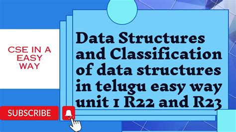 Data Structures Unit 1 In Telugu Jntuhjntukr22r23btechcsedsunit1 Youtube