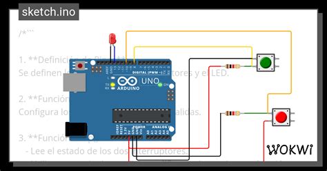 Ejer dos botones - Wokwi ESP32, STM32, Arduino Simulator