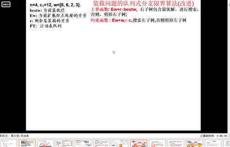 装载问题 分支限界法 队列式分支限界法 优先队列式分支限界法 使用先队列式分支限界法求解最优装载问题 n 3 c1 c2 50 w {10