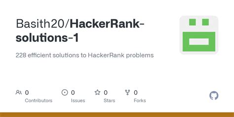 GitHub Basith HackerRank Solutions Efficient Solutions To HackerRank Problems