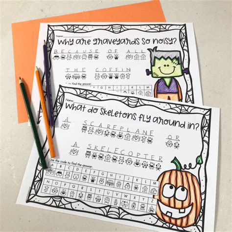 Halloween Joke Code Breaker Mystery Message Cryptography Worksheets