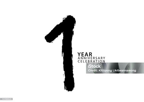 1 주년 기념 축 하 블랙 컬러 로고 타입 벡터 1 숫자 디자인 1 번째 생일 초대장 로고 번호 디자인 벡터 일러스트 레이 션 검은 붓놀림 그림 One Year