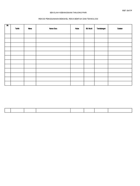 Rekod Penggunaan Bilik Khas Pdf