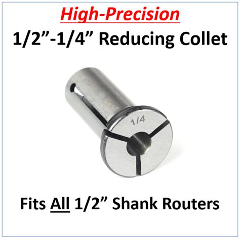 High Precision 1 2 1 4 Collet Adaptor For 1 2 Shank Cnc Routers Idc Woodcraft