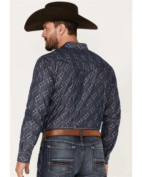 Moonshine Spirit Mens Mocasin Southwestern Print Long Sleeve Snap