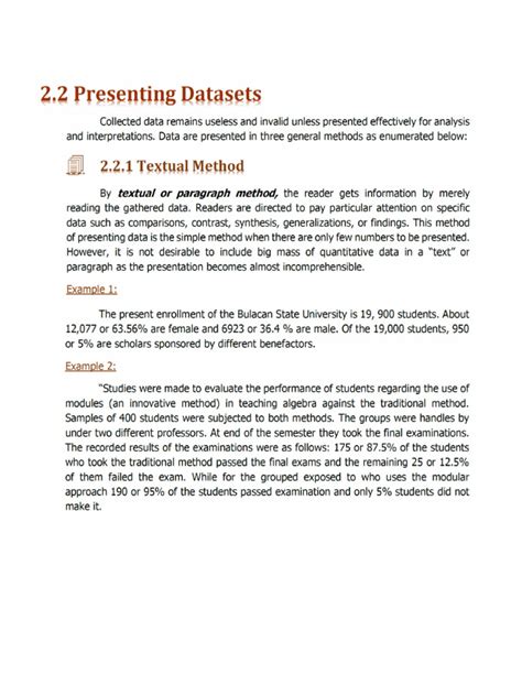 Methods Of Presenting Data Pdf Career And Growth Business