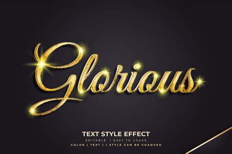 Efecto De Estilo De Texto 3d Glorioso Dorado Vector Premium