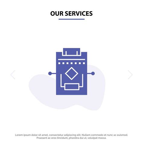 Our Services Workflow Network Process Settings Solid Glyph Icon Web Card Template 13147265