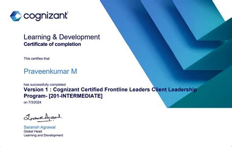 Praveenkumar M On Linkedin Cognizant Certification Leadership