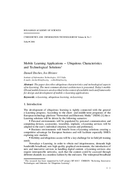Pdf Mobile Learning Applications Ubiquitous Characteristics And