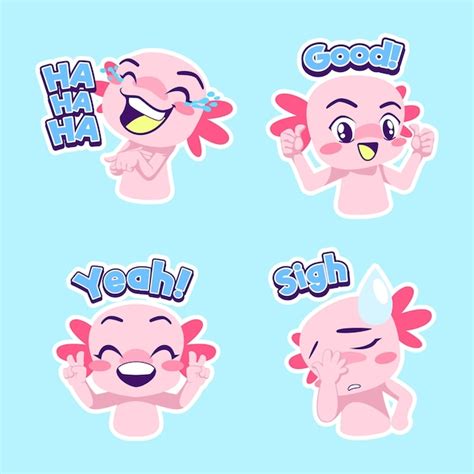 Leuke Axolotl Sticker Vector Set Premium Vector