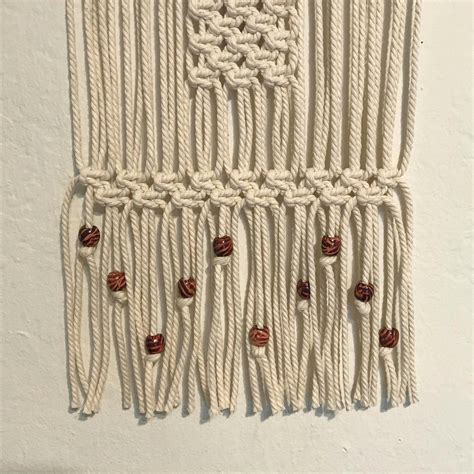 Boho Cross Pattern Macrame Wall Hanging With Beads Free T Etsy