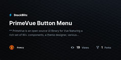 Primevue Button Menu Stackblitz