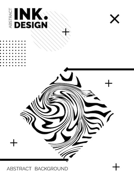 블랙 라인 포스터 템플릿 트렌디한 추상 물결 모양 배경 원활한 줄무늬 패턴 수직 변형된 선과 잔물결 기하학 광학 효과 섬유 및 직물에 대한 패션 인쇄 무료 벡터