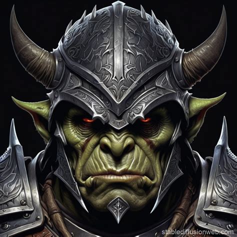 Symmetrical Dark Fantasy Orc Portrait Stable Diffusion Online