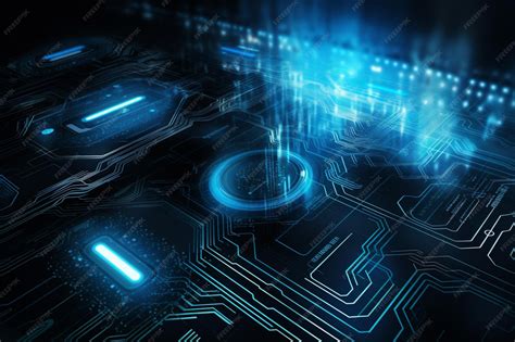 Premium Photo Abstract Futuristic Electronic Circuit Board And Mesh Line Processing Technology