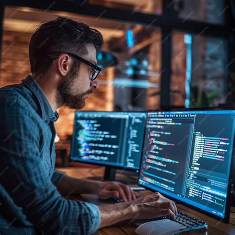 A Developer Optimizing Code For Performance And Efficiency Premium Ai