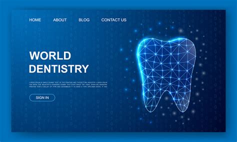 치아 3d 다각형 웹 사이트 템플릿 치과 디자인 일러스트 개념 홈페이지 승진 배너 디자인을위한 낮은 폴리 구내과 기호 건강관리와